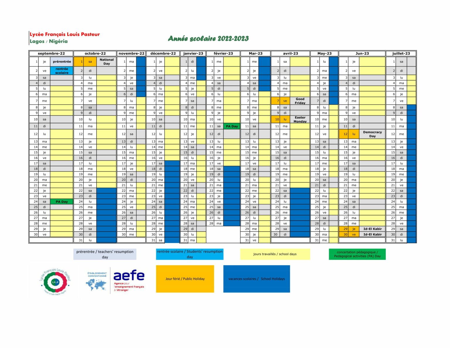 Academic Calendar | LFLP